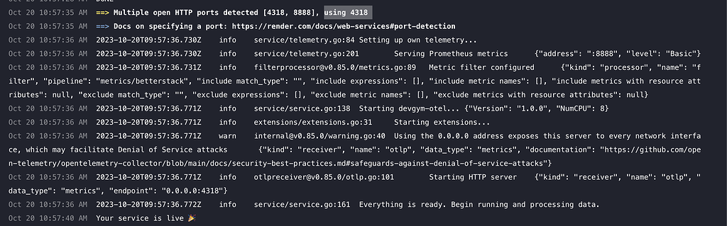 Open telemetry collector - Render