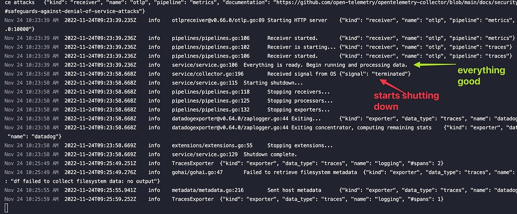 Docker deployment stops 30 seconds after it's live `Received signal ...