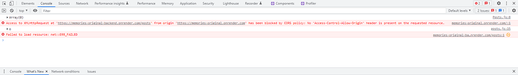 Error after deployment - has been blocked by CORS policy - Render