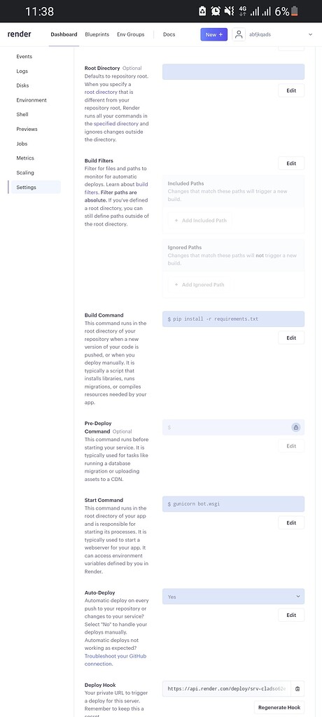 No module called bot.wsgi found - Render