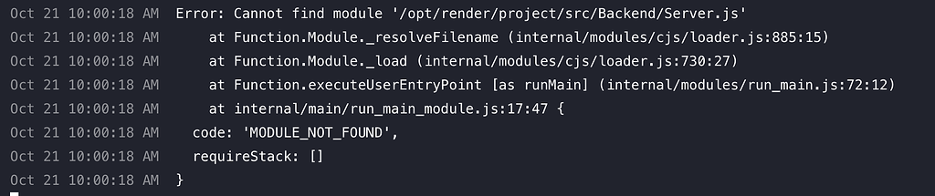 'Cannot find module' error but path seems correct!? 🤔 - Render 'Cannot find module' error but path seems correct!? 🤔 - Render