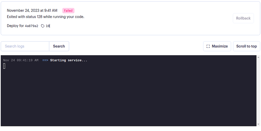 I'm trying to run a docker image on render but no logs are shown - Render