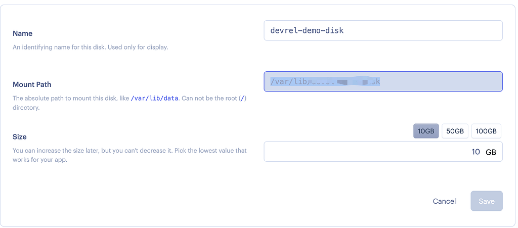 The Mount Path can't be edited once it's set? - Render