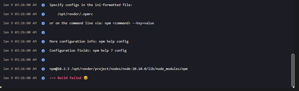 Node.js server build failed with no errors - Render Node.js server build failed with no errors - Render