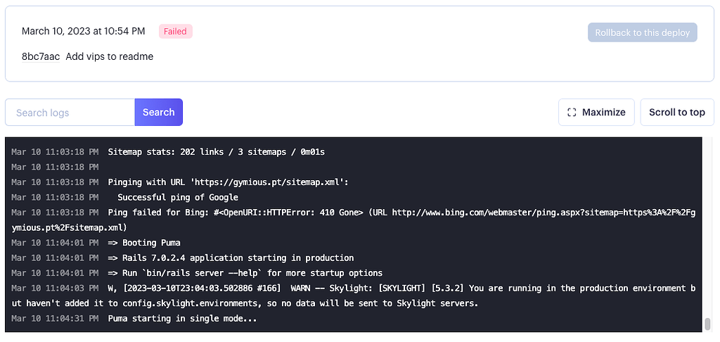 Deploy fails after failed ping - Render Deploy fails after failed ping - Render