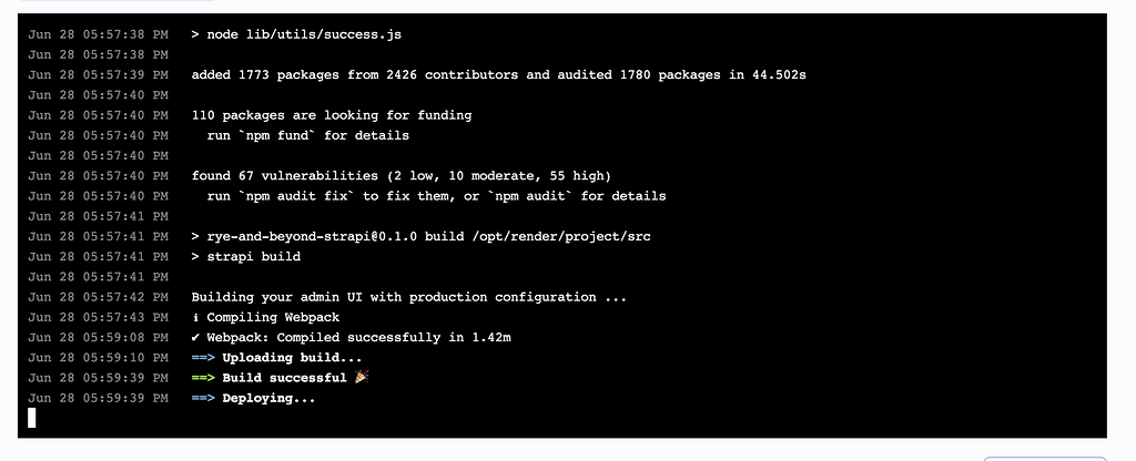 Node app stuck "deploying" - Render