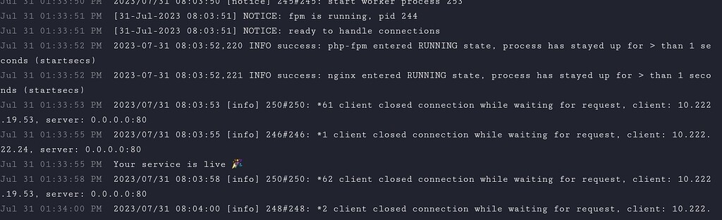 Client closed the connection while waiting for request - Render