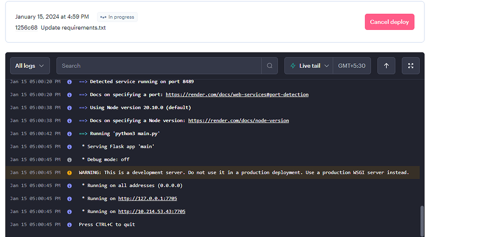 Deployment help - Render