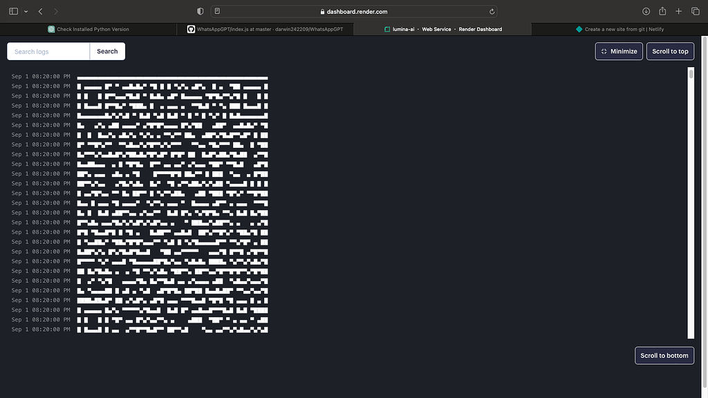 Qr In Console Not displayed correctly - Render