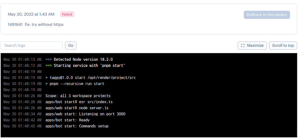 Deploy fail express + socket io - Render