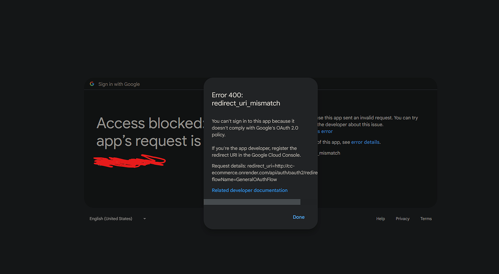 URI Mismatch using Google OAuth2 - Render