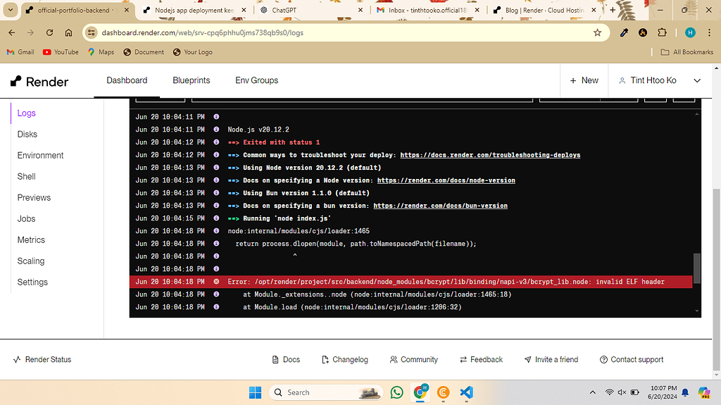 I can't deploy my MERN project - Render