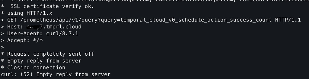 Getting empty response from Temporal Cloud prometheus endpoint - Community Support - Temporal