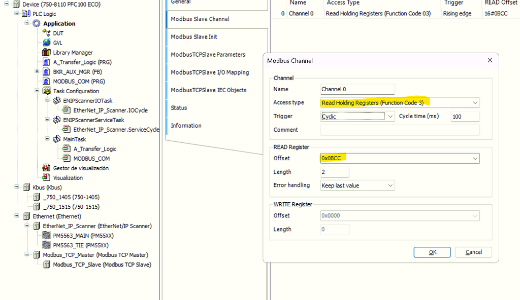 Modbus TCP PFC 100 ECO Problem - CODESYS - WAGO Automation Community