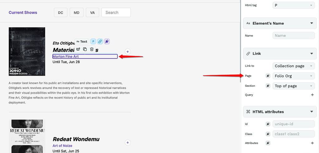 Linking to a Different Static Collection Page - How do I? - WeWeb Community