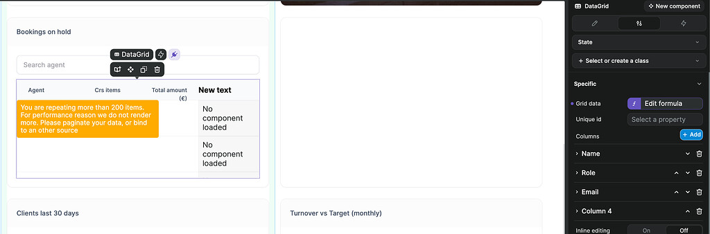 "No component loaded" when adding a new Datagrid column - Ask us anything - WeWeb Community