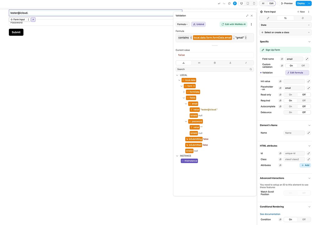 Form Input Custom Validation - Ask us anything - WeWeb Community
