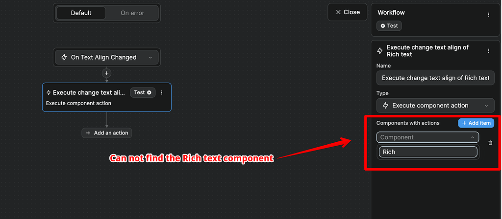 Can not call other component's custom actions inside reusable component - Ask us anything ...