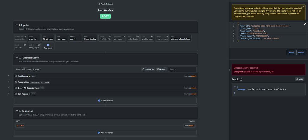 Update profile info, xano "unable to locate input" - Ask us anything - WeWeb Community