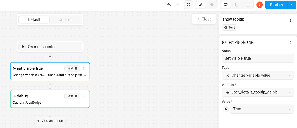 Workflow onMouseEntered not triggered on published version but works on editor - Ask us anything ...