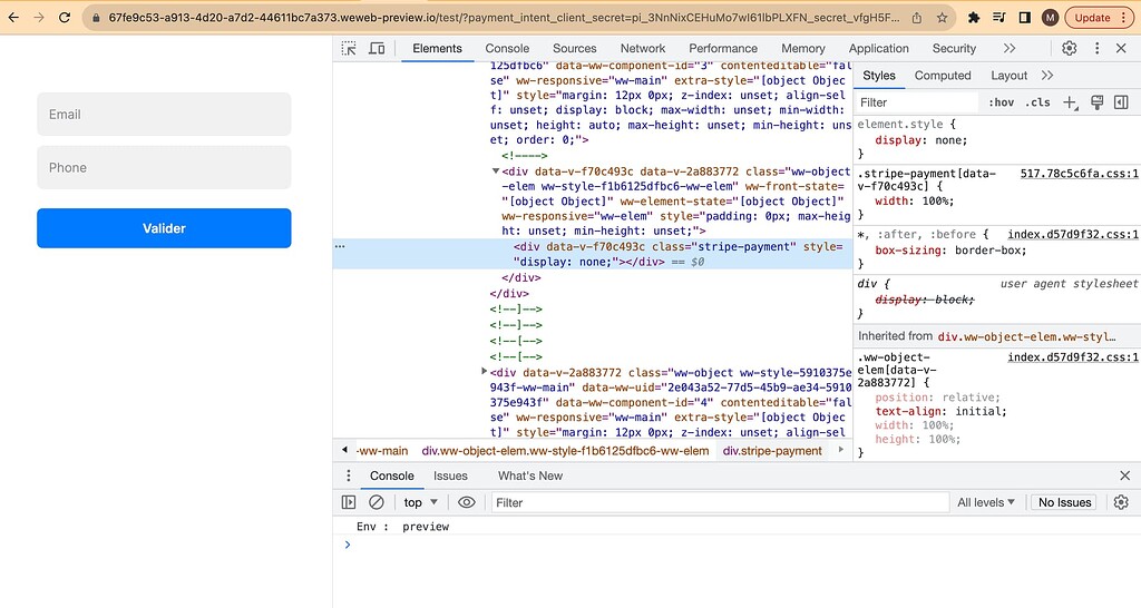 Stripe is not displayed on the publish version - Ask us anything - WeWeb Community