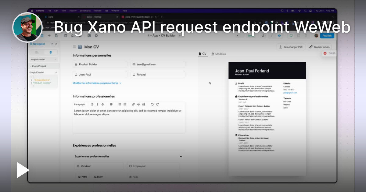 Xano API Request Endpoint disappears - Ask us anything - WeWeb Community