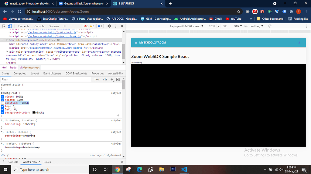 Reactjs Websdk importing causes black screen entire project - Web - Zoom Developer Forum