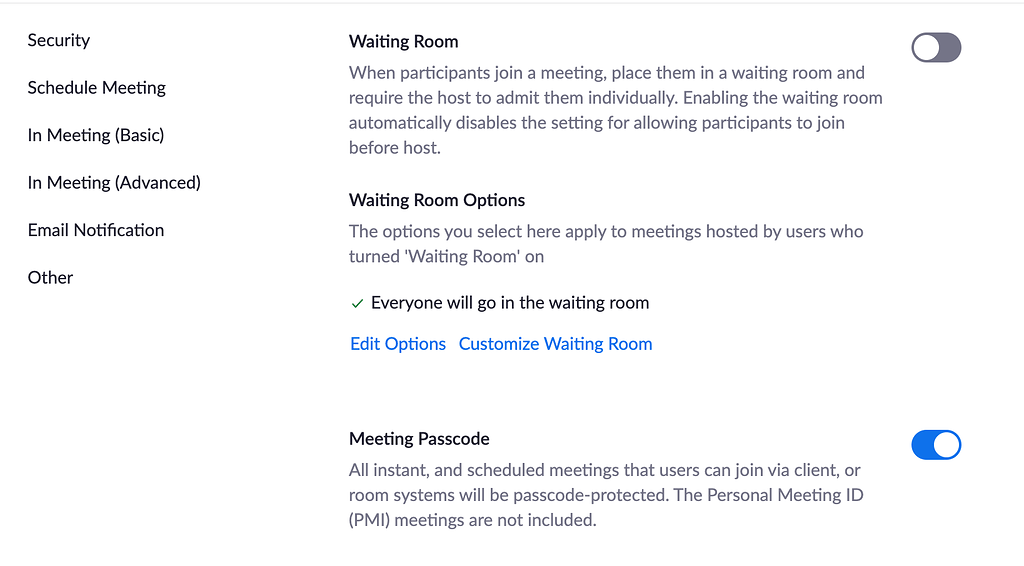 Meeting without passcode despite user settings - API and Webhooks - Zoom Developer Forum