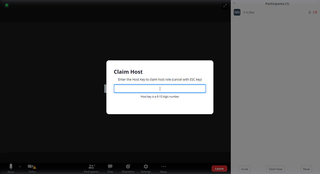Button 'cancel' missing, when you click on 'Claim Host' (Web Meeting ...