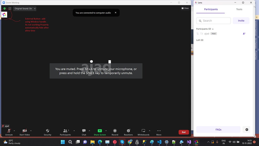 Zoom meeting Issue on add External button in zoom Meeting Window ...