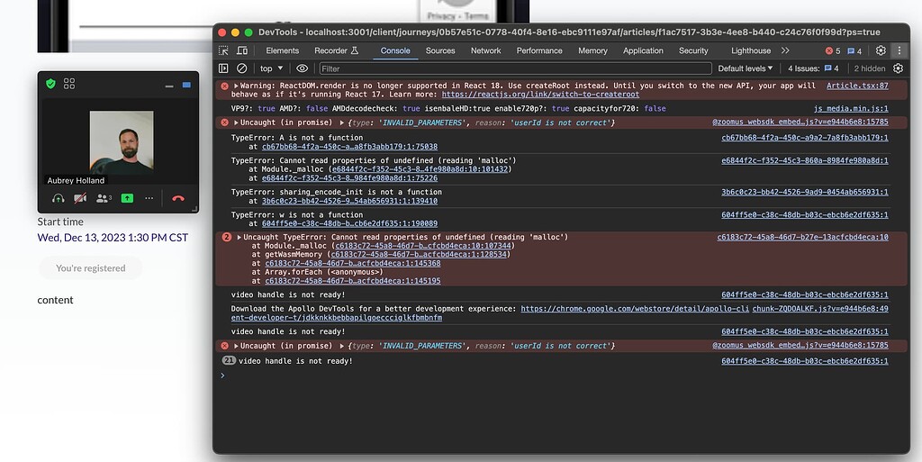 Errors when joining an embedded meeting with the SDK - Web - Zoom ...