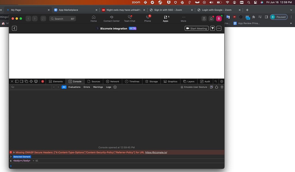 OWASP Header errors prevent content from loading correctly - App Submission - Zoom Developer Forum