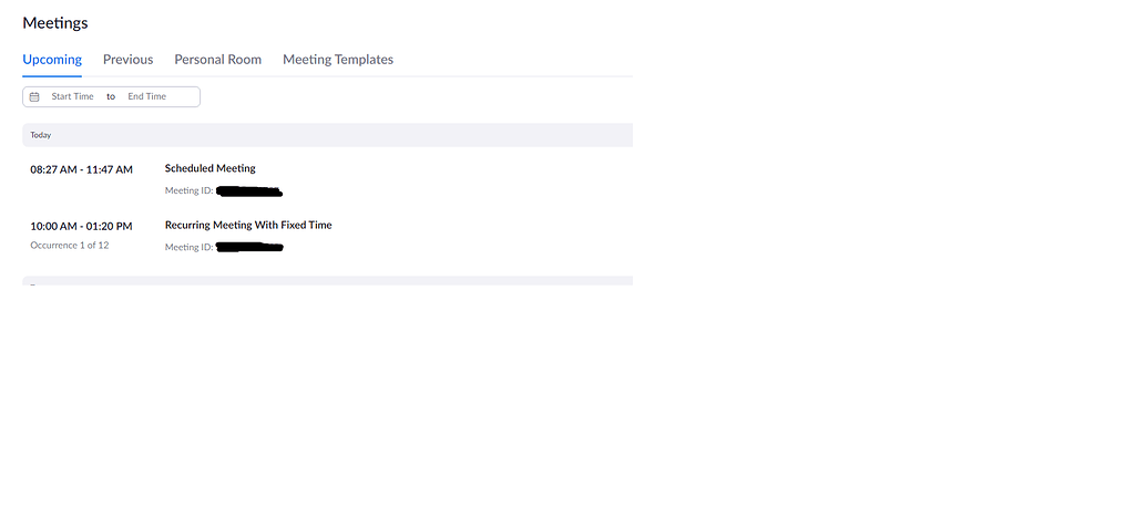 Recurring meeting with fixed time not showing up in Zoom desktop client upcoming list - API and ...