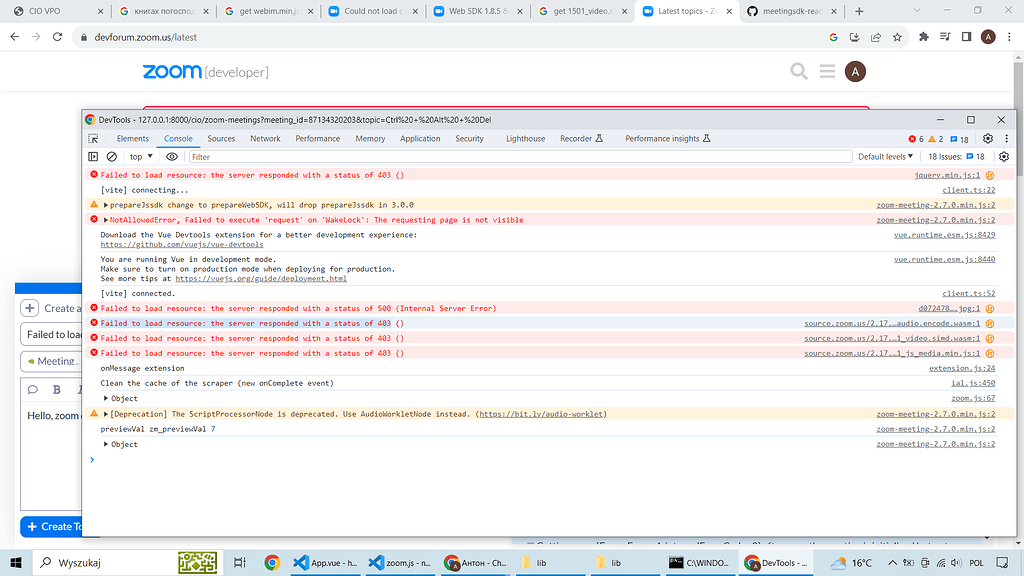 Failed to load resource: the server responded with a status of 403 - Web - Zoom Developer Forum