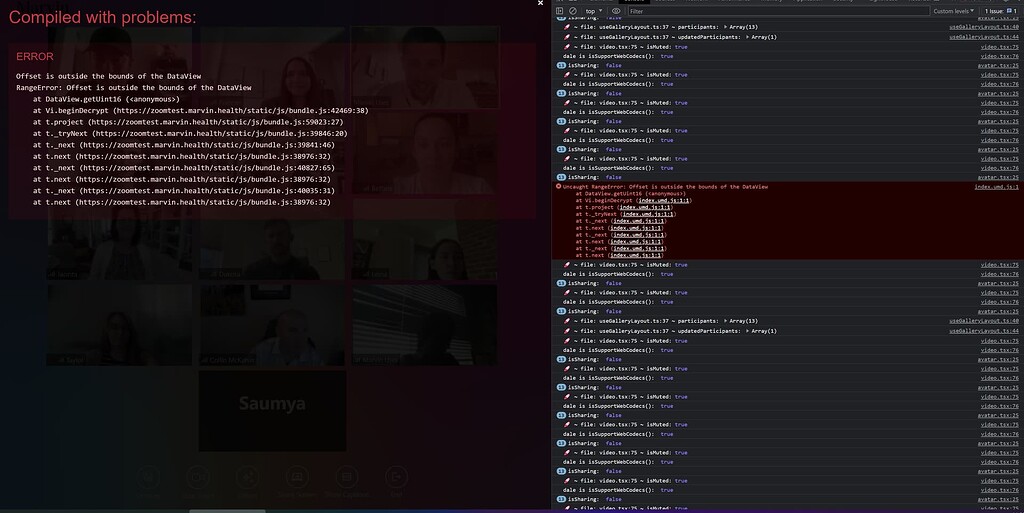 Uncaught RangeError: Offset is outside the bounds of the DataView - Video SDK - Zoom Developer Forum