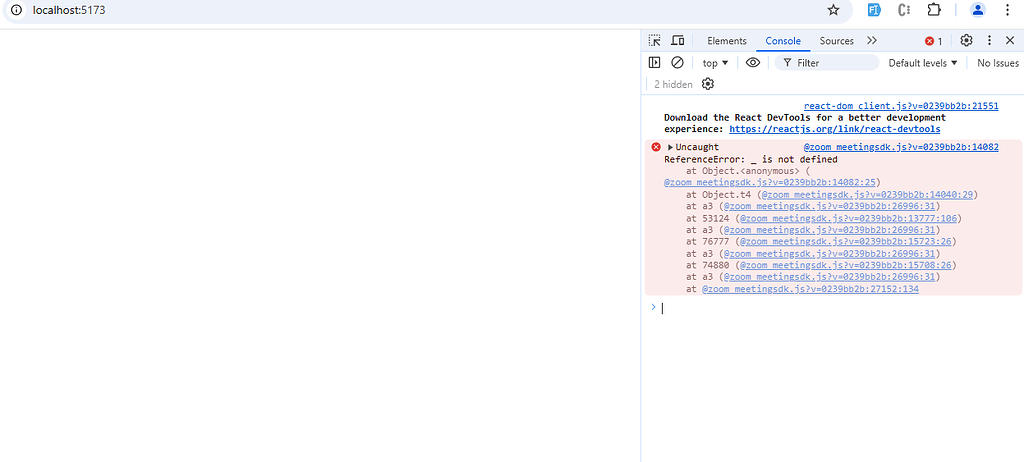 Getting blank screen for react sdk - Web - Zoom Developer Forum Getting blank screen for react sdk - Web - Zoom Developer Forum