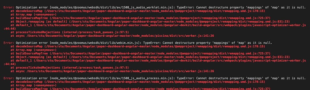 Angular Error - av/1508_js_media.min.js Cannot destructure property 'mappings' of 'map' as it is ...