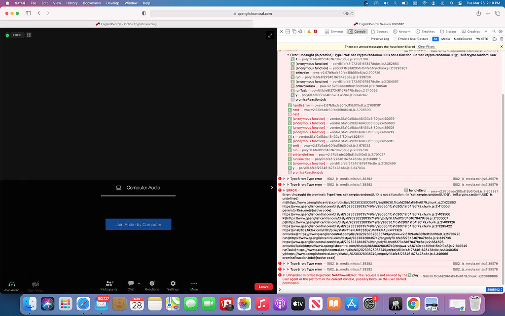 Zoom Meeting JS Client View is unresponsive for Safari 14 - Meeting SDK - Zoom Developer Forum