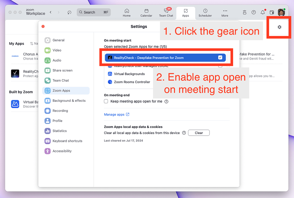 Configure launching Zoom App on meeting start as an Admin - Zoom Apps ...