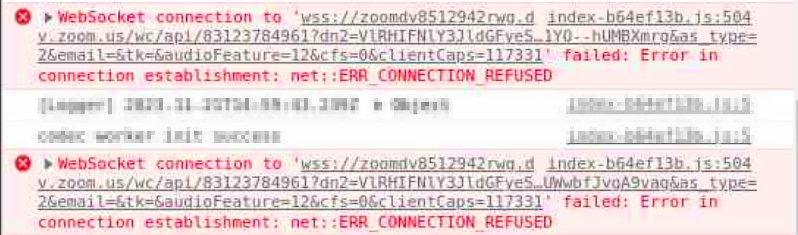 Web SDk websocket connection failing - Web - Zoom Developer Forum