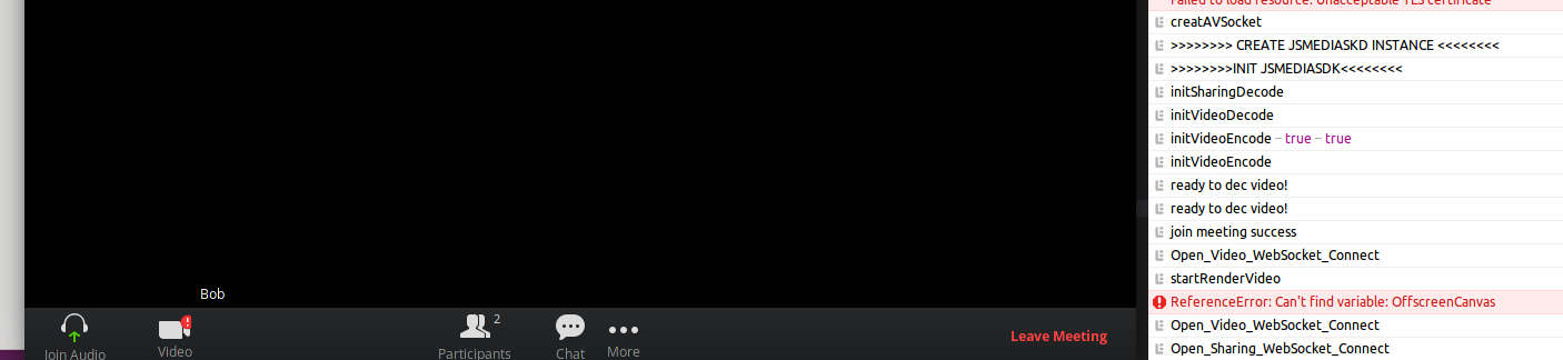 ReferenceError: Can't find variable: OffscreenCanvas - Web - Zoom Developer Forum