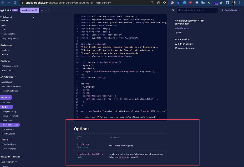 How to use / support https server for ApolloServer PluginDrainHttpServer plugin? - Server ...