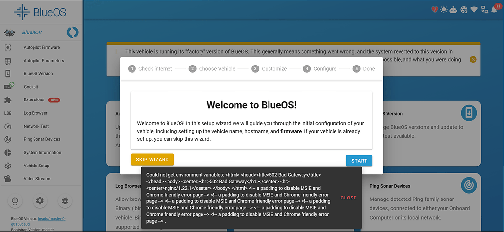 Navigator Board BlueOS Setup Errors - BlueOS - Blue Robotics Community ...