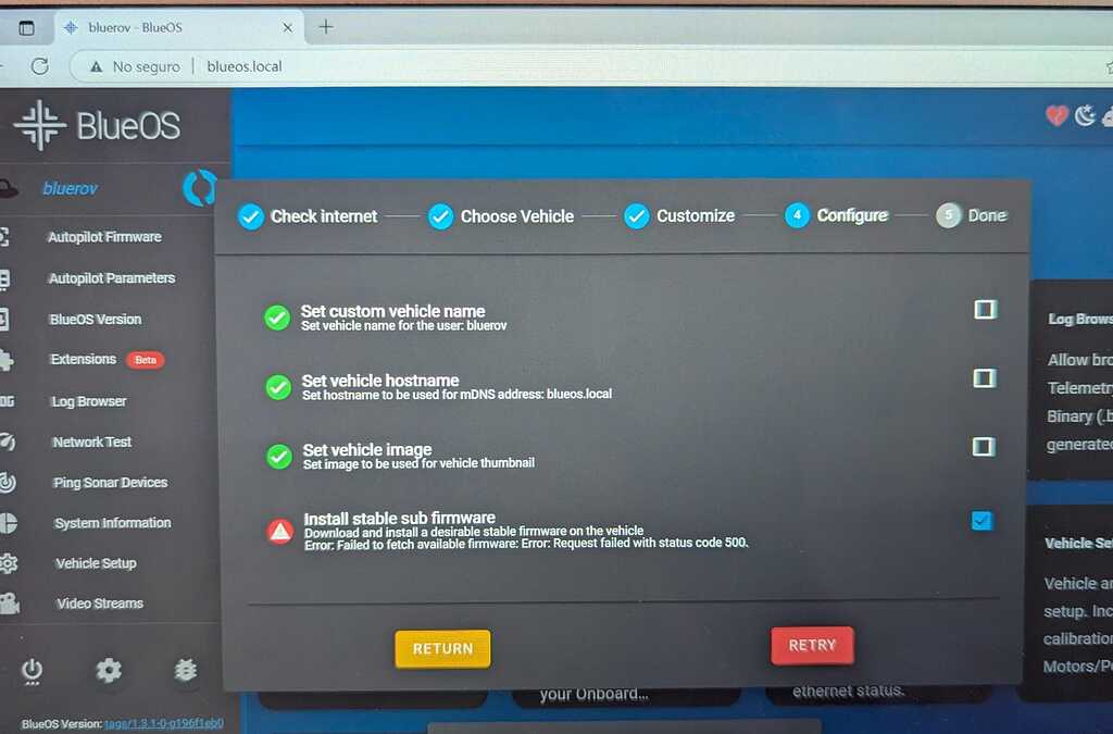 "Failed to fetch available firmware" error in BlueOS - BlueOS - Blue ...
