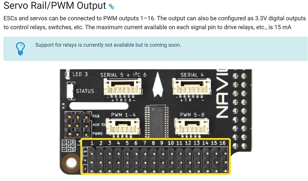 Relays on Navigator - Flight Controllers - Blue Robotics Community Forums