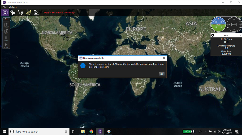 New Version Available window opens in latest version of QGC ...