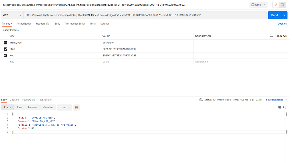 INVALID_API_KEY error on flight history - AeroAPI - FlightAware Discussions