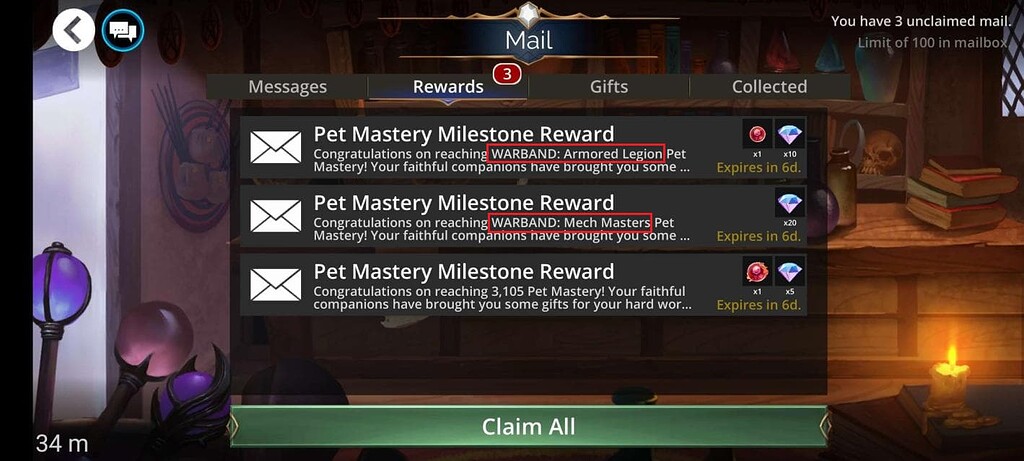 [Reported] Garbled Pet Mastery reward mail - Bug Reports - Gems of War | Forums