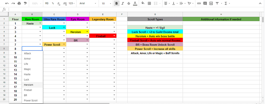 Tower of Doom Spreadsheet - Community Content - Gems of War | Forums