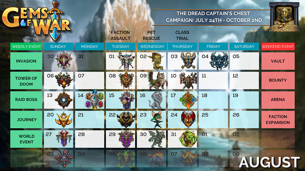 New Event Calendar Posts! - Official News - Gems of War | Forums